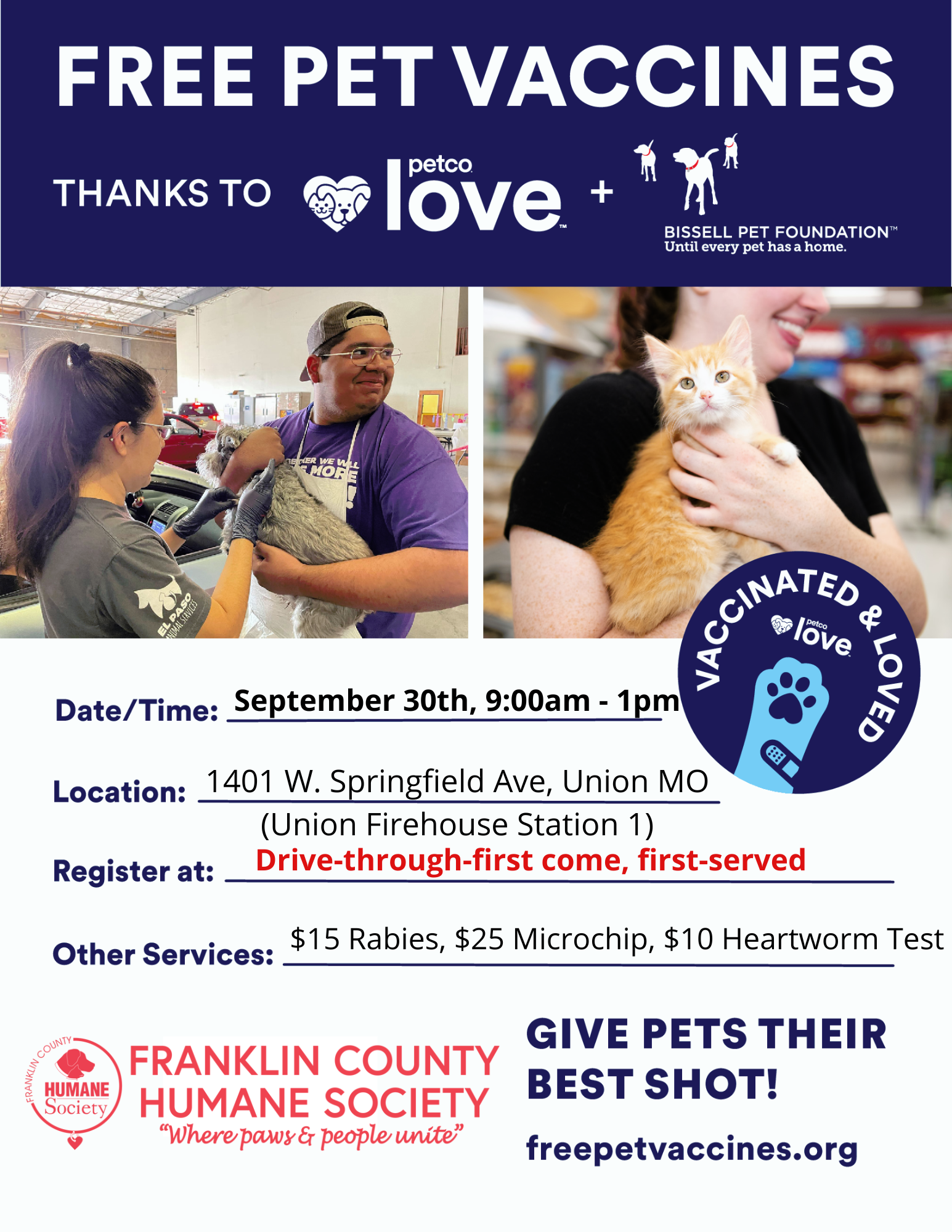 Free Vaccine Event Saturday, September 30th, 9-1, Union Fire Station #1 ...